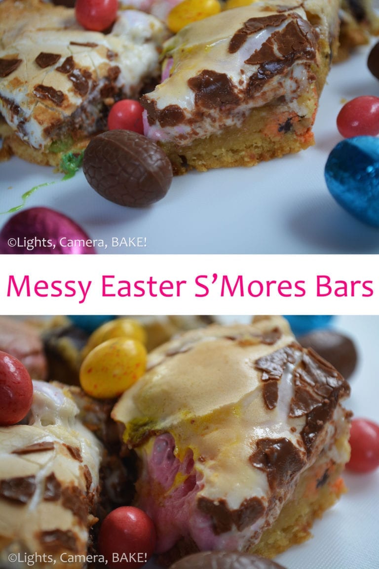 Messy Easter S'mores Bars - Lights, Camera, BAKE!
