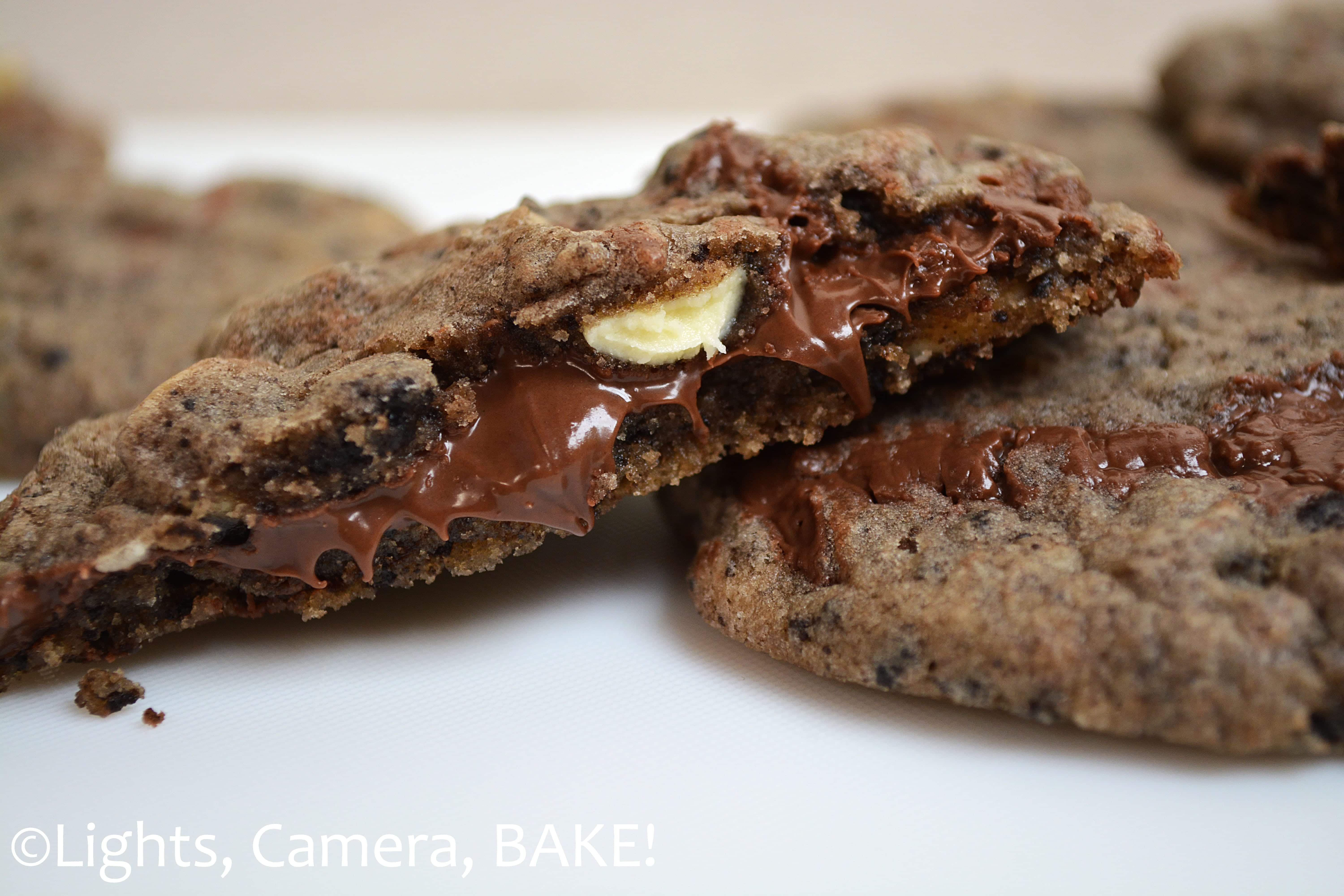 Nutella Stuffed Cookies and Cream Cookies - Lights, Camera, BAKE!