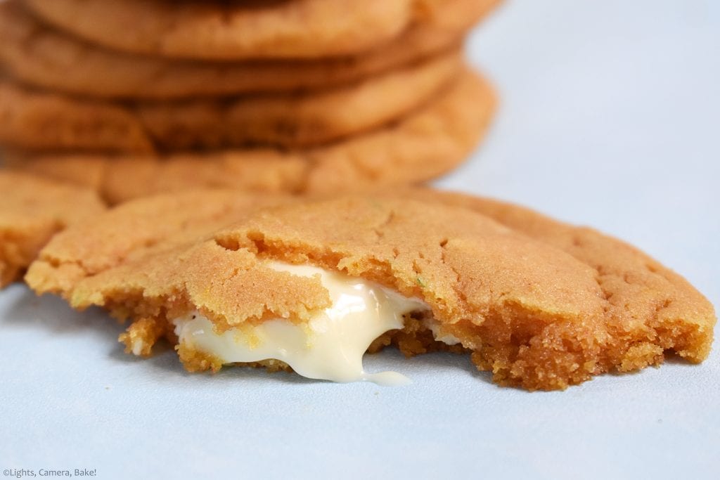 White Chocolate Stuffed Butterscotch Cookies - Lights, Camera, BAKE!