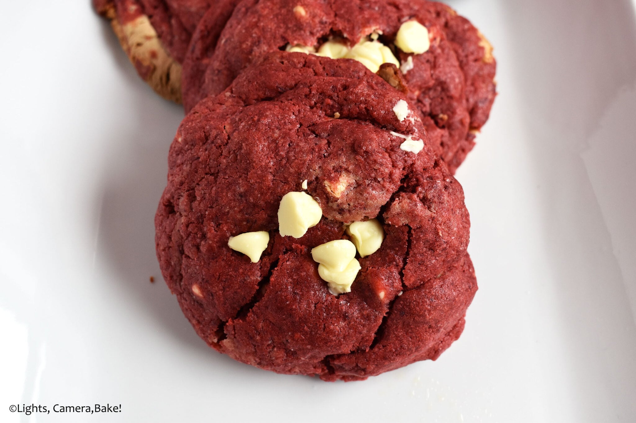 Bakery Style Red Velvet Cookies - Lights, Camera, BAKE!