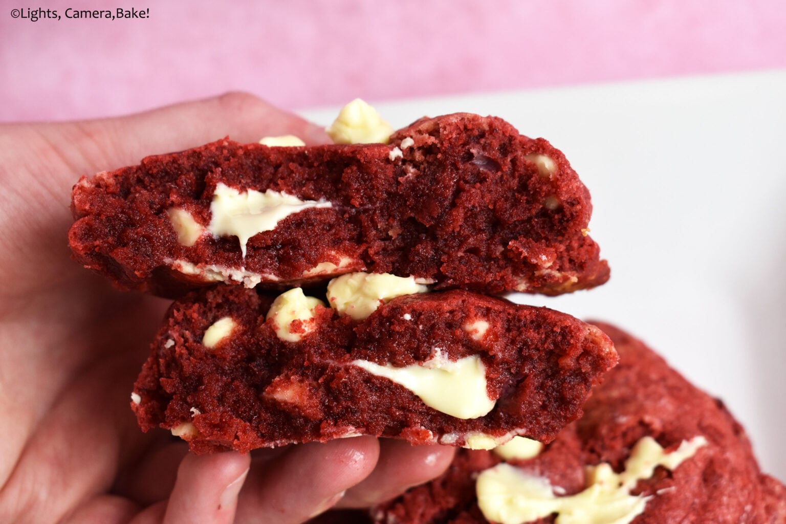 Bakery Style Red Velvet Cookies - Lights, Camera, BAKE!